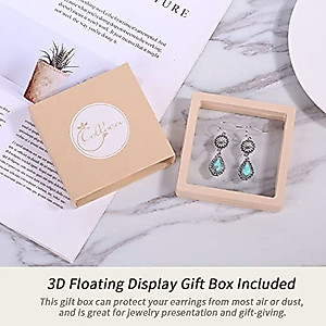 Colloca Turquoise Dangle Earrings for Women, 925 Sterling Silver Hook Western Teardrop Bohemian Earrings, Boho Drop Earrings, Gift Box included