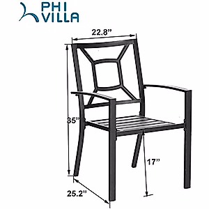 PHI VILLA 300lbs Wrought Iron Outdoor Patio Bistro Chairs with Armrest for Garden,Backyard - 4 Pack