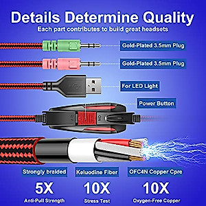 Gaming Headset with Microphone for PC Wired Code Over-Ear Headphones with Noise Cancelling Mic and Soft Earmuffs, Stereo Bass Sound, Headphones for PC, Laptops, Black(Ｎot Compatible with PS4,Xbox)