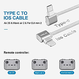 STARTRC 11.8 inch Mavic Mini 3 Pro Cable, USB C OTG Nylon Cable for DJI Air 2S/Mini 2/Mini 3 Pro/Mavic Air 2 Drone Accessories,Tablet Smartphone Braided RC Data Cord Cable