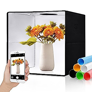 STN Photo Light Box 16"x16" 160LEDs Folding Light Box Photography CRI ≥97 Photo Studio Light Box with 6 Kinds Double- Sided Color Backgrounds and Diffuser for Jewelry and Small Products