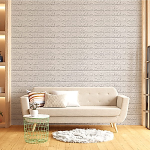 Art3d 3D Peel and Stick Foam Brick Wall Panels, White, 44 Square Feet, 30 Pcs