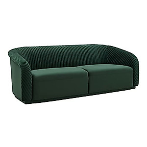 TOV Furniture Yara 31.3" H Velvet Upholstered Sofa in Pleated Forest Green
