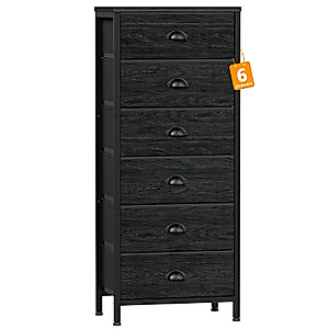 Furnulem Dresser for Bedroom with 5 Fabric Drawers, Vertical Chest of Drawers and Nightstand for Bedroom, Black Furniture with Fabric Drawer Organizer Unit in Living Room,Closet,Entryway,Hallyway