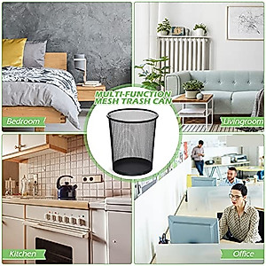 Amyhill 8 Pieces Mesh Trash Can Round Mesh Waste Basket Mesh Garbage Bin 3 Gallon 4 Gallon 6 Gallon Open Top Lightweight Bathroom Wastebasket for Office Home (Black, Small)