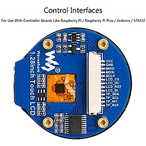 1.28inch Touch Round LCD Module with Touch Panel, 240×240 IPS Capacitive Display Screen, 65K RGB Color, SPI & I2C Port, GC9A01 & CST816S Chip, for Raspberry Pi/Raspberry Pi Pico/Ardu/STM32, etc