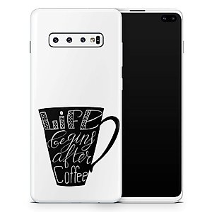 DesignSkinz Life Begins After Coffee Protective Vinyl Decal Wrap Skin Cover Compatible with The Samsung Galaxy S20 (Screen Trim & Back Glass Skin)
