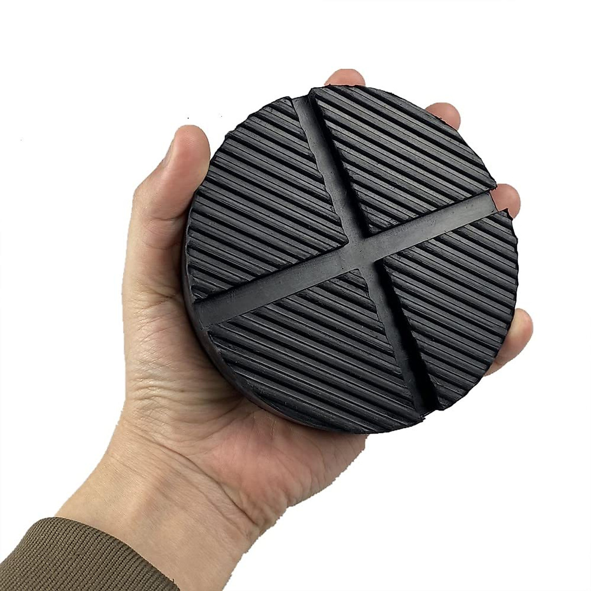 4PC Rubber Car Lift Jack Stand Pads 4.92" / 125mm for Car Jack and Lift Machine Anti-Slip Slotted Disk Surface with Frame Stand Rail Pinch