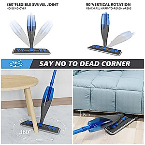 Spray Mops for Floor Cleaning- Floor Mop Microfiber Flat Mop Wet Dry Dust Mop with Refillable 635ML Bottle 4 Washable Pads Sprayer for Hardwood Floor Laminate Tiles Wood Ceramic Vinyl Home Kitchen
