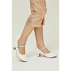 BABEYOND Ballroom Dance Shoes Women - Latin Salsa Closed Toe 1920s Retro Party Wedding Heels Pumps White