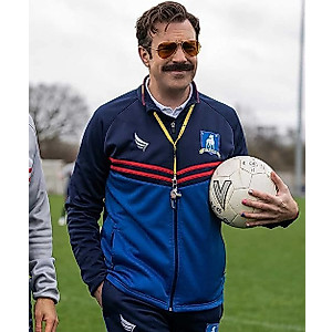 Rokees Mens Football Coach Track Blue Jacket | Football Track Blue Jacket (Blue, Medium)