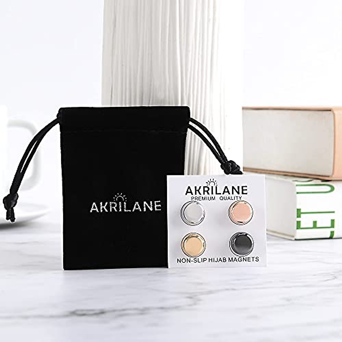 Hijab Magnetic Pins | Strongest Commercial Strength Hijab Pins for Women | Multi-Use Scarf and Hijab Magnets | Pin-less Fabric Magnets | [Pack of 4] (Star Magnets)