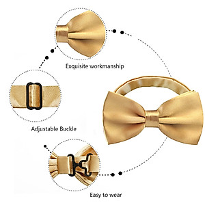 Alizeal Men's Pre-Tied Adjustable Length Solid Color Tuxedo Party Bow Tie, Champagne
