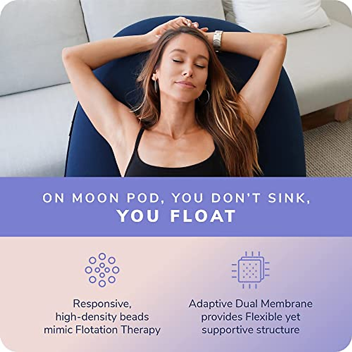 Moon Pod Adult Beanbag Chair, Gray – The Zero-Gravity Bean Bag Chair for Stress, Comfort, and All Day Deep Relaxation – Ultra Soft and Ergonomic Support for Back and Neck – for The Whole Family