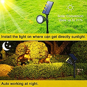 ROSHWEY Solar Spot Lights Outdoor Spotlight 18 LED Waterproof Landscape Spotlight for Garden Lawn Backyard Patio Porch Wall Deck Garage (WarmWhite- 2 Pack)