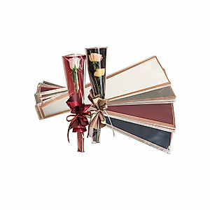 Rikyo 200 Counts 4 Colors Single Rose Packaging Bags,Gold Edge Single Rose Sleeve,Waterproof Flower Bouquet Sleeve Bag for Mother's day Valentines Day Wedding Birthday Gift