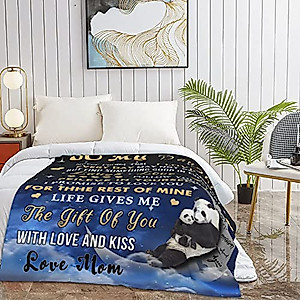 ZUMAS Daughter Gifts from Mom Dad, Unique Birthday Gifts for Daughter Adult Women, to My Daughter Throw Blanket from Mom (Panda Moon, 50X60 Inch)