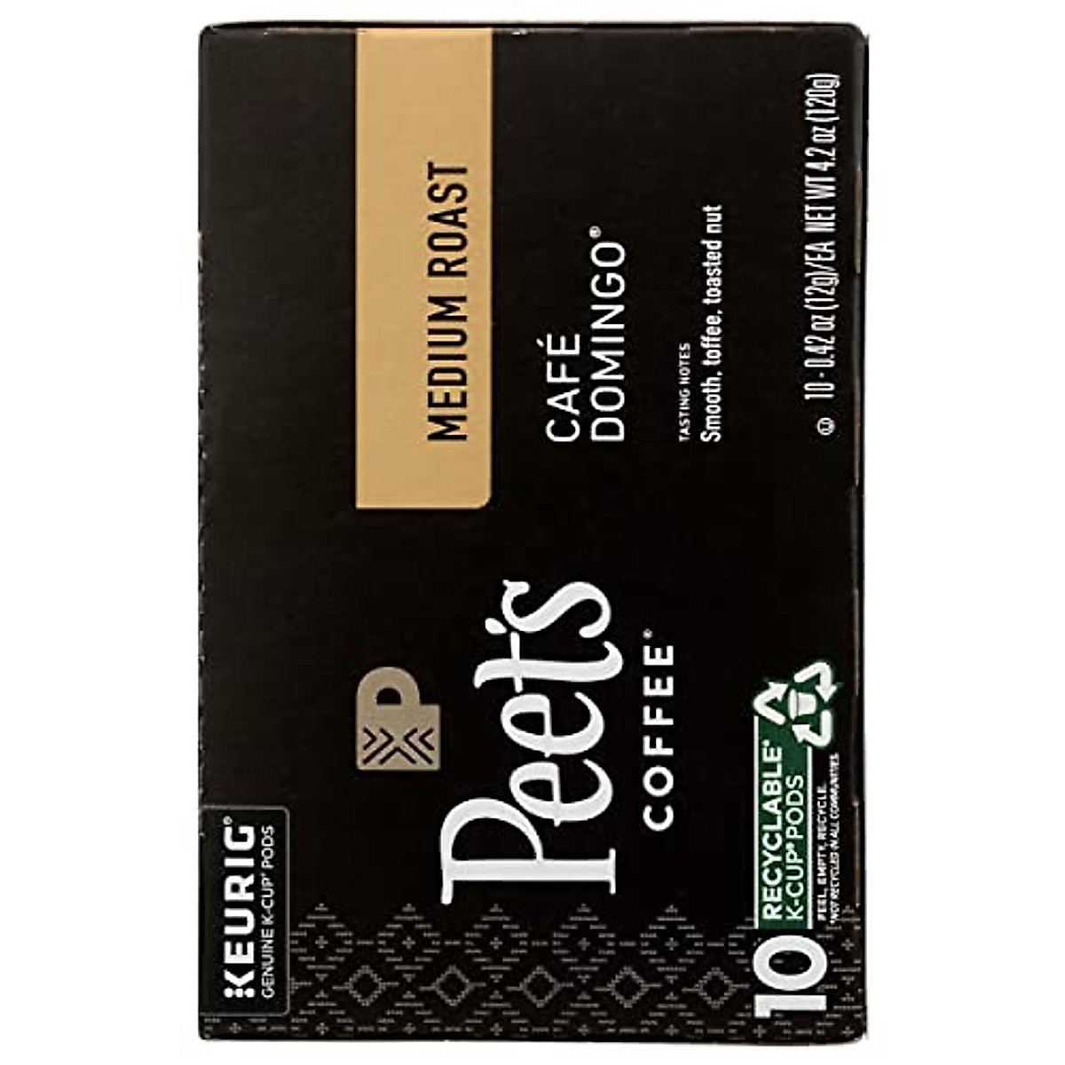 Peet's Coffee Cafe Domingo K Cup Coffee Pods for Keurig Brewers, Medium Roast, 10 Pods, 3.1 Lb