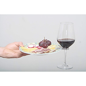 Wine or Champagne Glass Holder and Stainless Steel Plate Clip Designed as an Elegant & Sturdy Wine Saver. Perfect Wine Accessories and Gifts for a Friendly Dinner or Party. (Pack of 3).