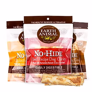 Earth Animal No-Hide Small Long Lasting Dog Chew Rolls Beef, Chicken and Venison (2 Count Pack of 3)