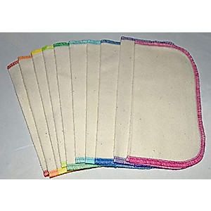 2 Ply Organic Flannel Washable Baby Wipes 8 x 8 Inches Set of 10 Rainbow Assortment