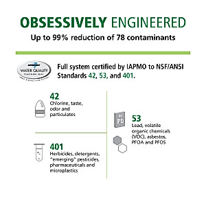 AO Smith Advanced Main Faucet Under Sink Replacement Filter for AO-MF-ADV System - Claryum Filtration Reduces Up To 99% of 78 Harmful Contaminants - AO-MF-ADV-R