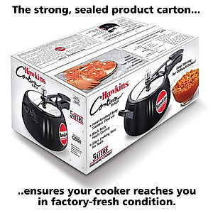 HAWKINS Hawkins Contura Black Pressure Cooker, 5 Litre, Black (Hard Anodized - CB50), Medium