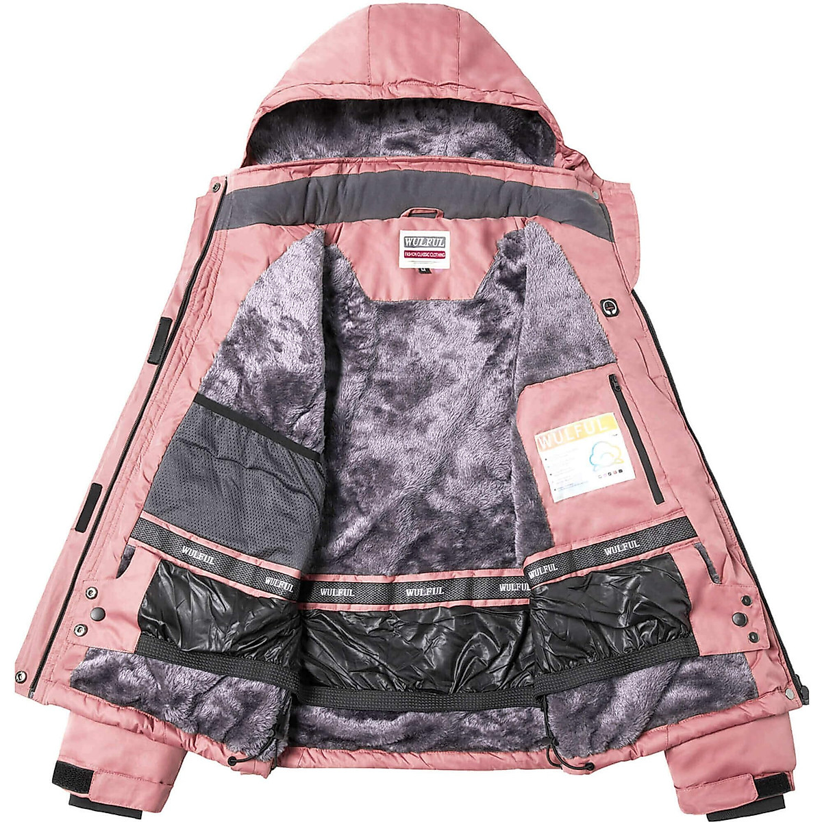 WULFUL Women’s Waterproof Snow Ski Jacket Mountain Windproof Winter Coat with detachable hood