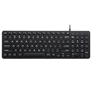 Perixx PERIBOARD-333B Wired Backlit USB Keyboard- X Type Scissor Keys - Compact 14.25x4.57 Inches - Big Print Letters - White Backlit - US English,11618