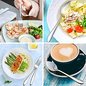 53-Piece Silverware Set with Steak Knives Serving Utensils, E-far Stainless Steel Flatware Cutlery Set for 8, Modern Tableware Eating Utensils for Restaurant Kitchen, Mirror Polished, Dishwasher Safe