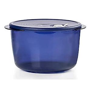 Tupperware Vent N Serve Microwave Round Dish 2 Quart / 2L / 8.5 cups Container Indigo Blue