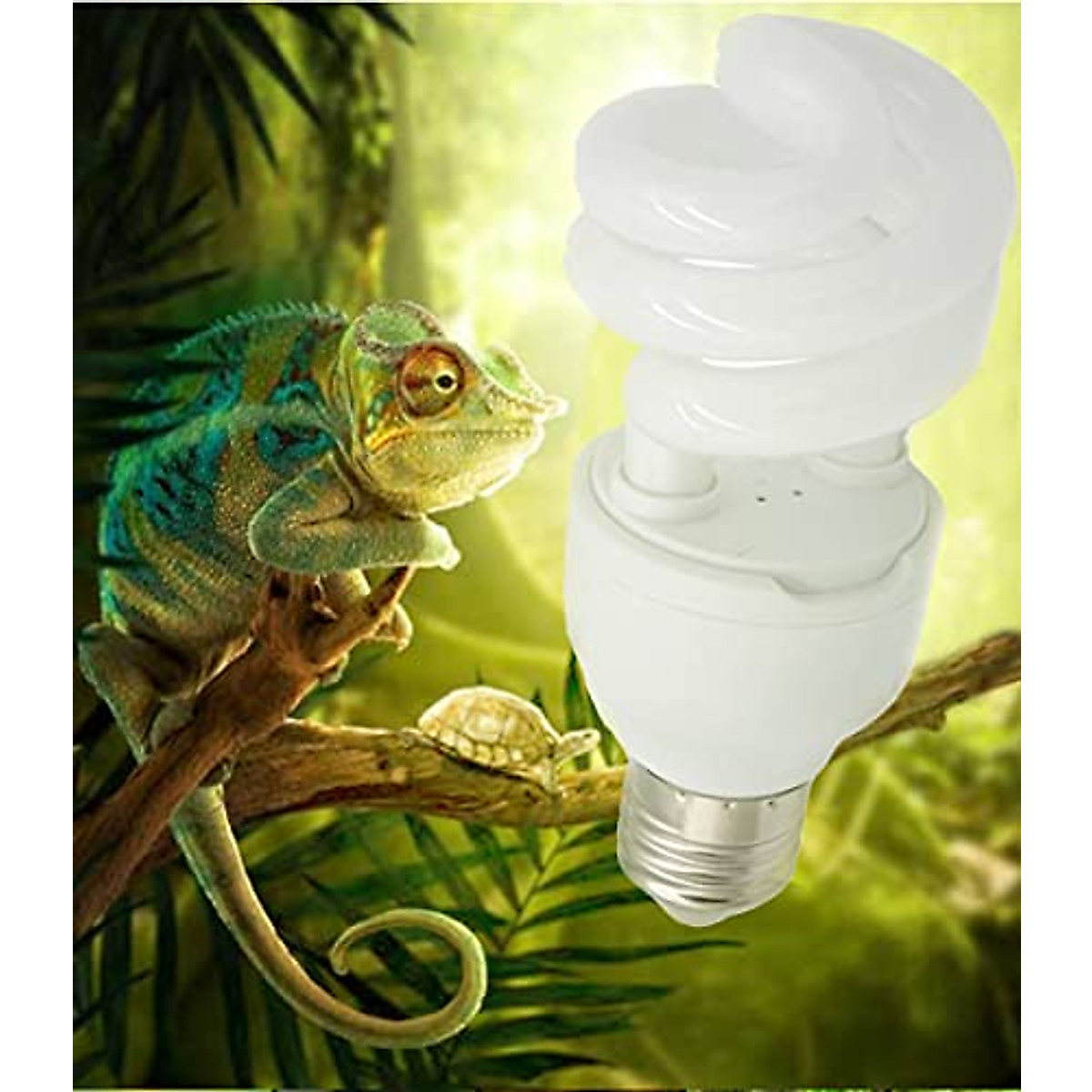 PTCCTV UVB Reptile Light Bulb 5.0 Turtle Lamp Energy Saving Compact Fluorescent Bulbs for Tropical Rainforest Amphibians Pet aquarium Fish Lizard Snake,E27 Screw (UVB5.0 13W)