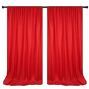 10x10FT Red Backdrop Curtains for Parties - Red Backdrop Curtain for Baby Shower Birthday Photo Home Party Curtains Backdrop 5x10FT 2 Panels