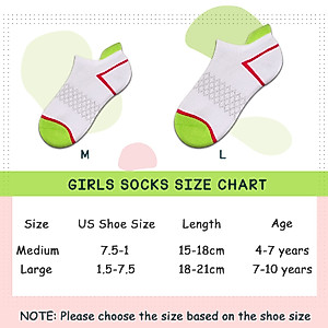 Comfoex 12 Pairs Girls Socks Ankle Athletic Socks Cotton Sports Socks With Cushioned Sole For Big Little Kids