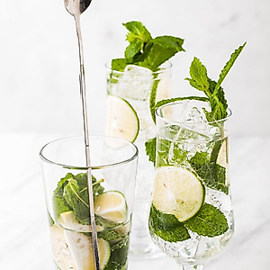 Restaurantware Bar Lux 12 Inch Bar Spoon, 1 Double-Ended Muddler Spoon - Long, Spiral Handle, Silver Stainless Steel Bar Spoon & Muddler, For Stirring & Mixing , For Layering Drinks