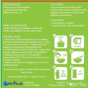 BIO Yogurt Starter Culture- Pack of 3 Sachets with Bifidobacterium and Acidophilus