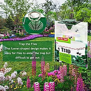 Dwcom 2 Pack Large Fly Traps Outdoor, Ranch Fly Trap Killer Bag, Fly Repellent for Outdoor Farm/Orchard