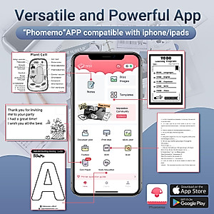 PhoFuta Mini Printer for iPhone, Sticker Printer Machine Portable Thermal Inkless Photo Printer via Bluetooth, Can Print 53mm(2 inch)/80mm(3 inch) Width Paper,Note Buddy Best for Memo,Journal,Plan