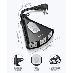 Syantek Outdoor WiFi Outlet, Smart Outdoor Plug with 3 Ground Outlets, Compatible with Amazon Alexa, Google Assistant, Remote Control, Timer, Waterproof, FCC Certified for Outdoor and Chritmas Lights