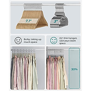 SONGMICS 50 Pack Coat Hangers, Premium Quality Plastic Suit Hangers, Heavy-Duty, S-Shaped Opening, Non-Slip, Space-Saving, 360º Swivel Hook, 16.3 Inches Long, Light Gray and Dark Gray UCRP41G-50