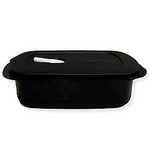 Tupperware CrystalWave Microwave Divided Rectangle Dish Container Black