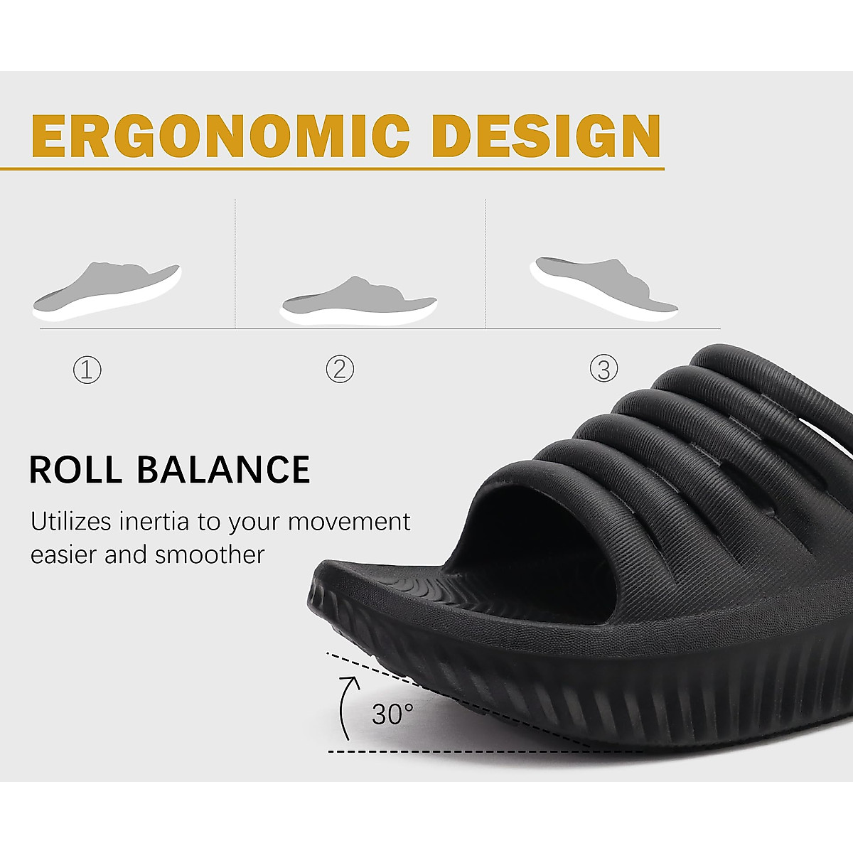 KuaiLu Womens Recovery Sandals Comfortable Plantar Fasciitis Arch Support Ladies Orthopedic Running Sport Slides Open Toe Slip On Thick Athletic Cushion Slippers Summer Pool Beach Sandles Black 10