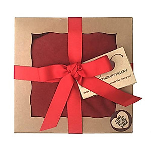 Hot Cherry Heart-Shaped Cherry Pit Pillow (Natural-Dyed Denim, Gift Wrapped in a Pie Box.) Relaxes Muscles, relieves Pain, Tummy Cramps with Moist Heat, FHA/HSA Approved