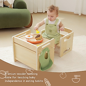 bpmfkid Montessori Weaning Table and Chair Set - Adjustable Design for Toddlers, Ideal for Mealtime, Learning, and Play