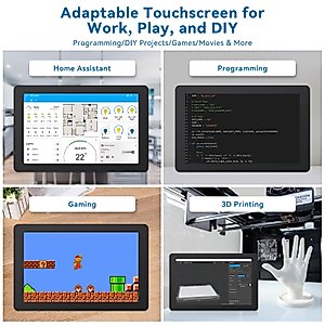 SunFounder Latest 10 Inch DIY Touch Screen for Raspberry Pi 5, IPS HD 1280x800 LCD, HDMI, DC 12V/5A, Output 5V/5A, 10-Point Touch, No Driver, Dual Speakers, 16:10, Compatible with RPi 5/4/3/Zero 2W