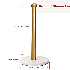 Heavy Weighted Paper Towel Holder, Easy One-Handed Design for Kitchen Stand Paper Towel Dispenser, Sturdy Base for Standard Paper Towel Rolls and Mega Paper Towel Roll (Gold Brushed)