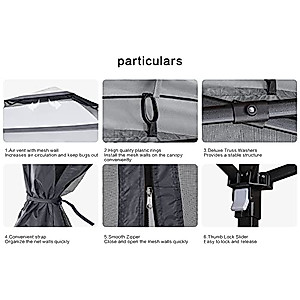 COOSHADE 11x11Ft Easy Pop Up Gazebo Tent Instant Outdoor Canopy Shelter with Mosquito Netting Walls(Dark Grey)