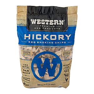 Western Premium BBQ Products Hickory BBQ Smoking Chips, 180 cu in, 6 pack