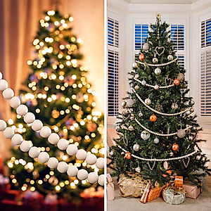 HCCY Wood Bead Garland 57" Farmhouse Country Beads with Tassles Wall Hanging Decor