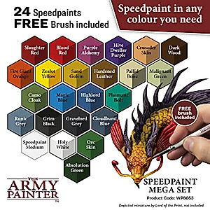 The Army Painter Speedpaint Mega Set - 24 x 18ml Speed Model Paint Kit Pre Loaded with Mixing Balls and 1 Brush Model Paint Set for Plastic Models with Free Bonus Item
